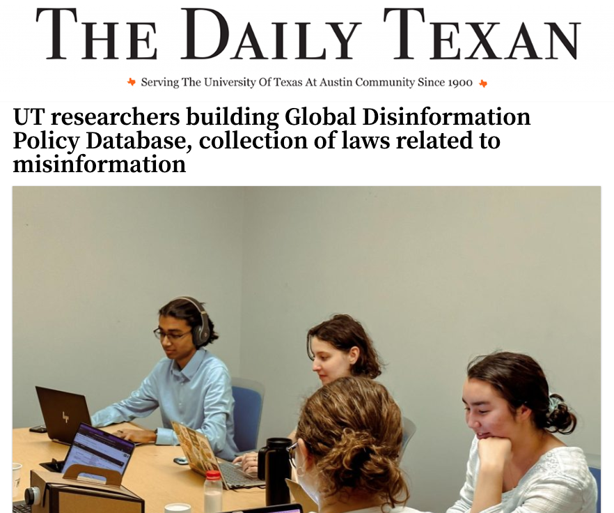 UT's Daily Texan features work of Team Evergreen's Global Disinformation Policy Database - GDIL ...